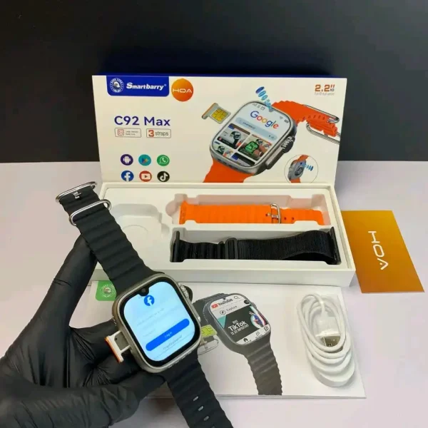 ساعة ذكية C92 Max بشريحة اتصال و 2 كاميرا ونظام اندرويد