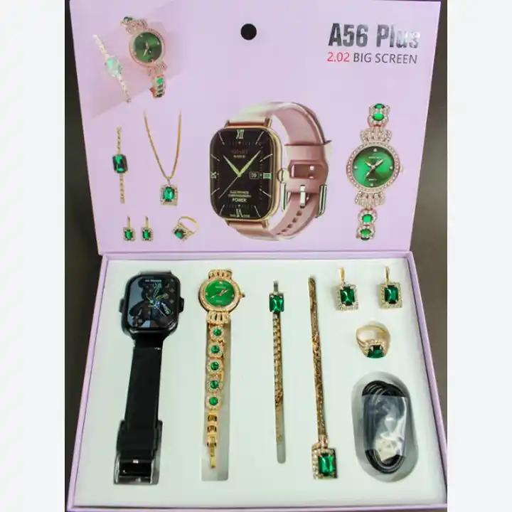 ساعة Smart Watch A56 Plus مع طقم اكسسوارات نسائي هدية