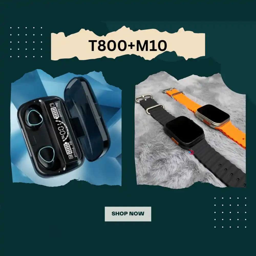 ساعة سمارت T800 سماعة M10 عرض 2 في 1