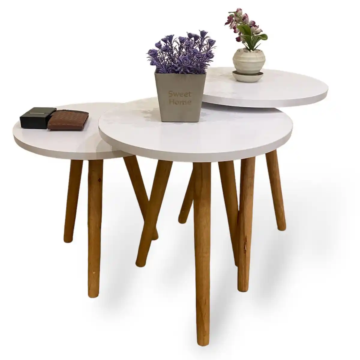 طقم ترابيزات 3 قطع بتصميم عصري وأنيق للمنازل